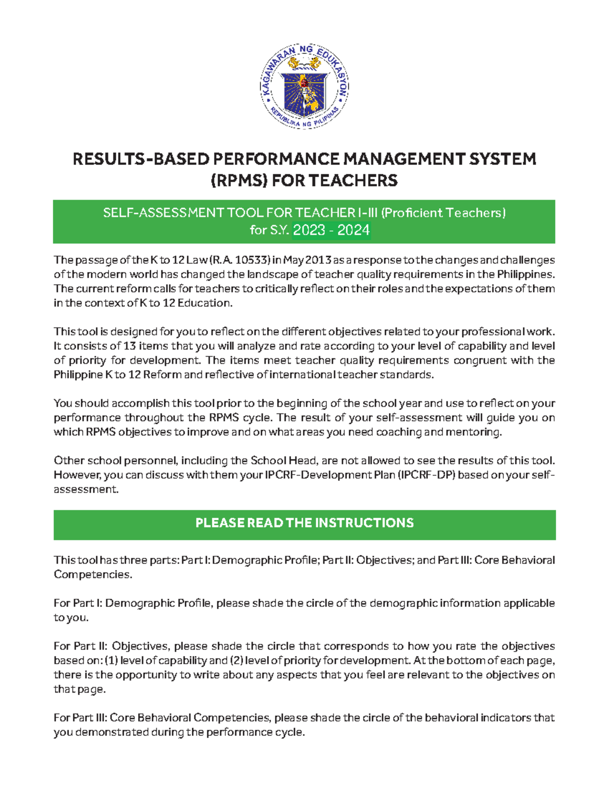 E-SAT T1-T3 - ESAT FOR TEACHERS - RESULTS-BASED PERFORMANCE MANAGEMENT ...