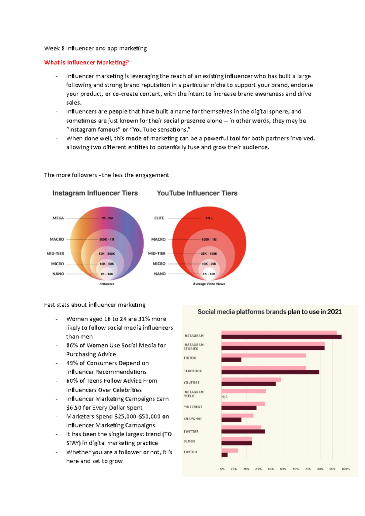 Week 8 notes - Week 8 Influencer and app marketing What is Influencer ...