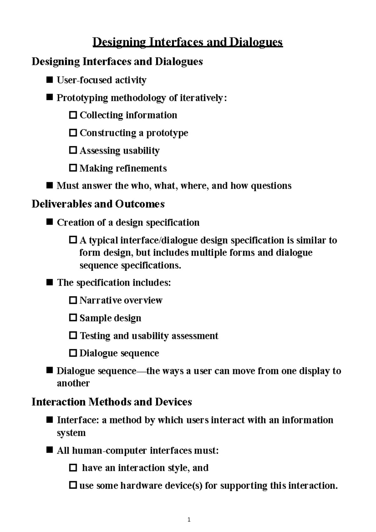 1 Designing Interfaces and Dialogues - Designing Interfaces and ...
