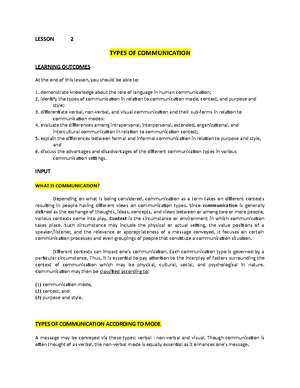 PC Lesson 5 Communication and Technology - LESSON 5 COMMUNICATION AND TECHNOLOGY LEARNING ...