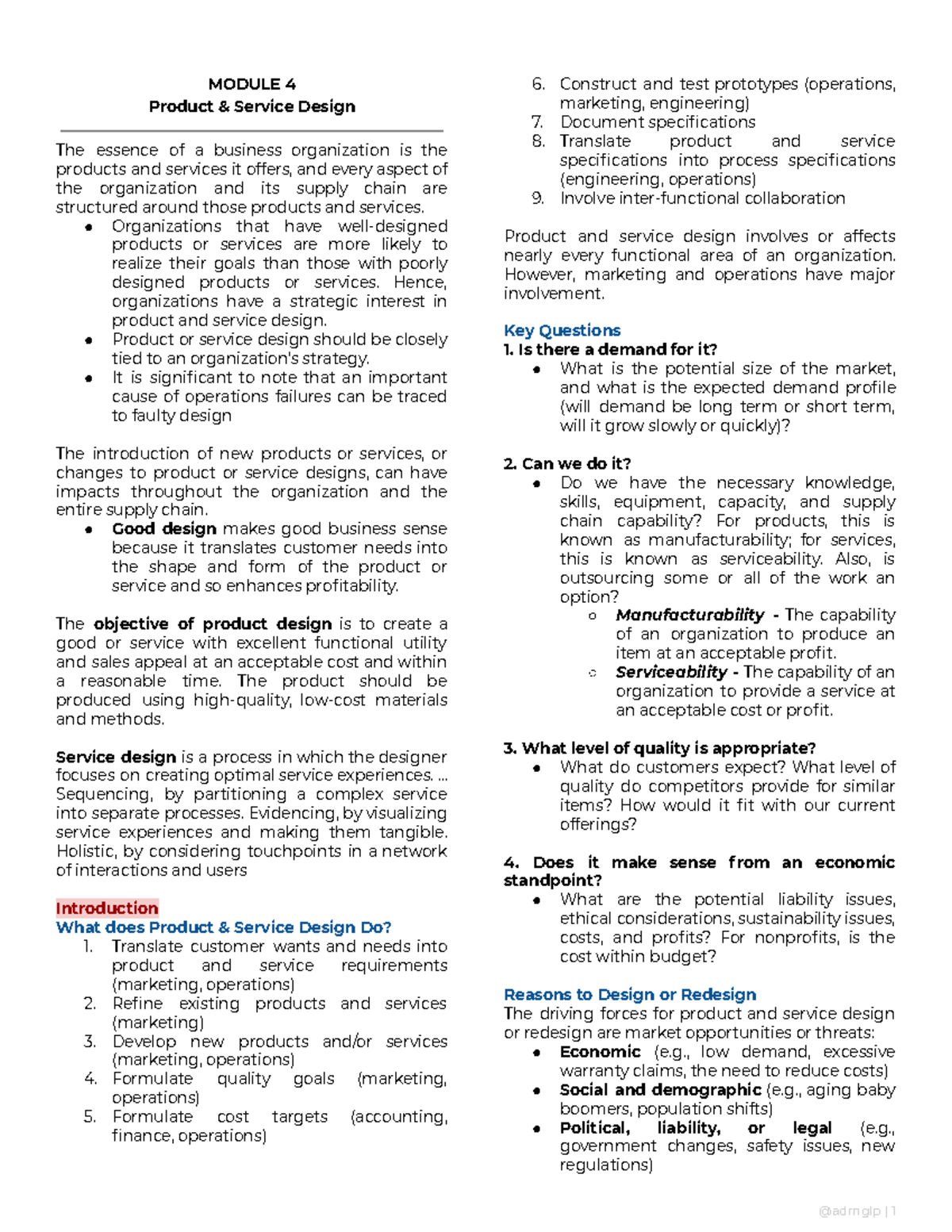 [104] 4. Product & Service Design - MODULE 4 Product & Service Design ...