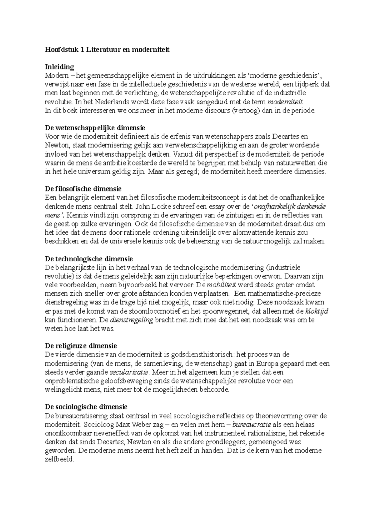 Samenvatting, De geschiedenis van de moderne Nederlandse Literatuur ...