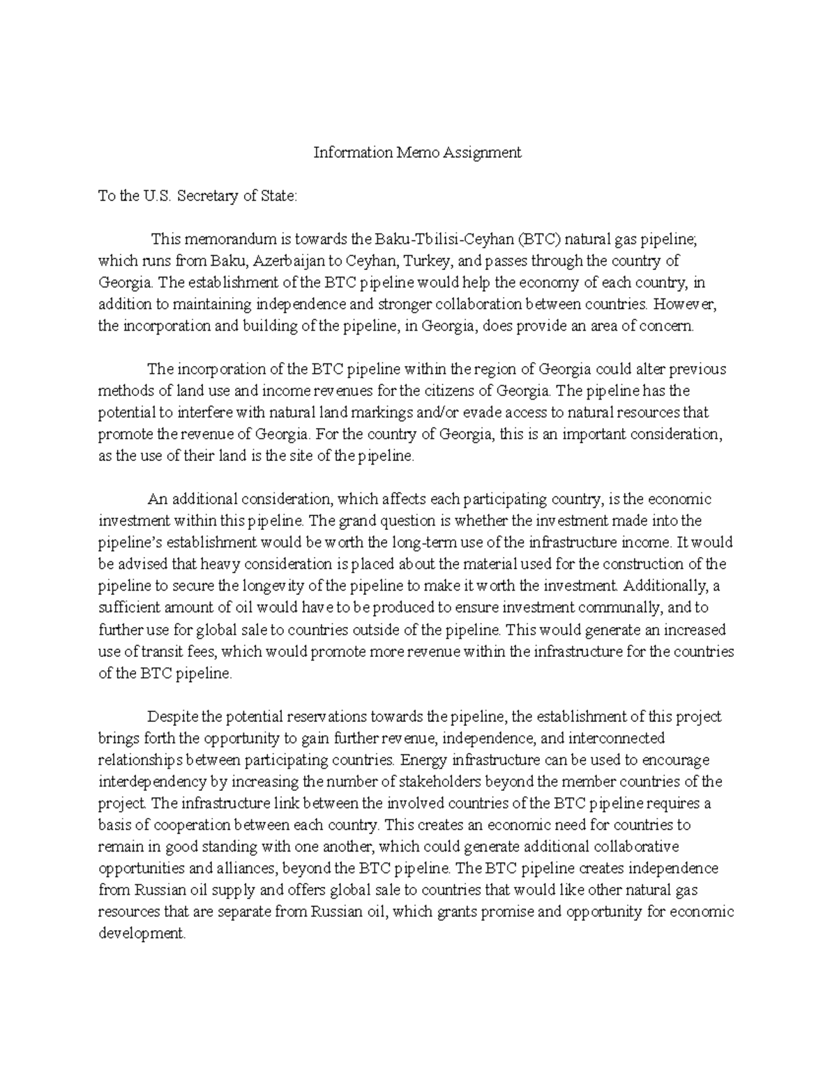 Info Memo - Info Memo - Information Memo Assignment To the U. Secretary ...