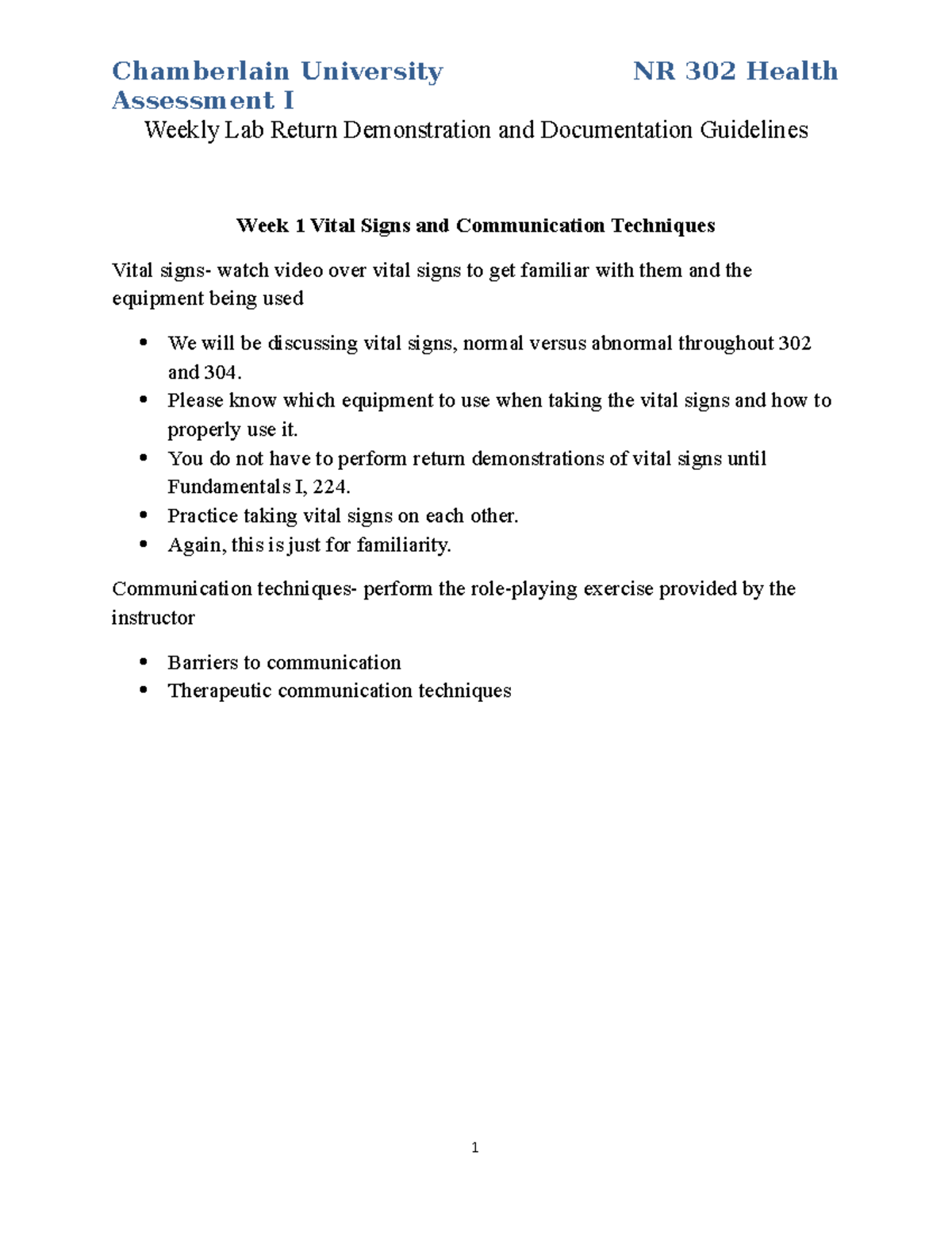 Weekly labs - Assessment I Weekly Lab Return Demonstration and ...