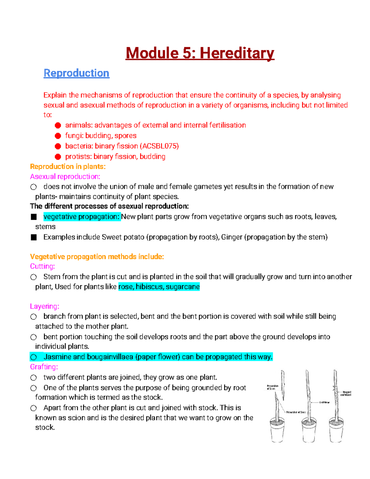 (Extensive) Module 5 - Module 5: Hereditary Reproduction Explain the ...