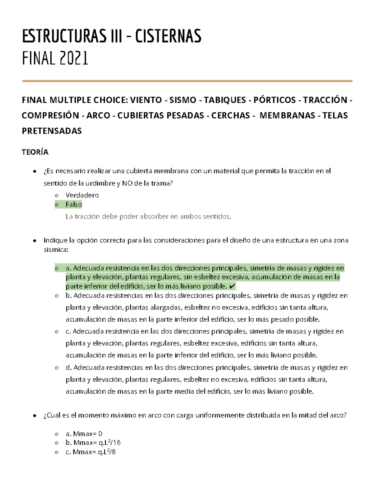 Final Estructuras 3 Cisternas - TRUCTURAS III - CISTERNAS FINAL 2021 FINAL MULTIPLE CHOICE ...