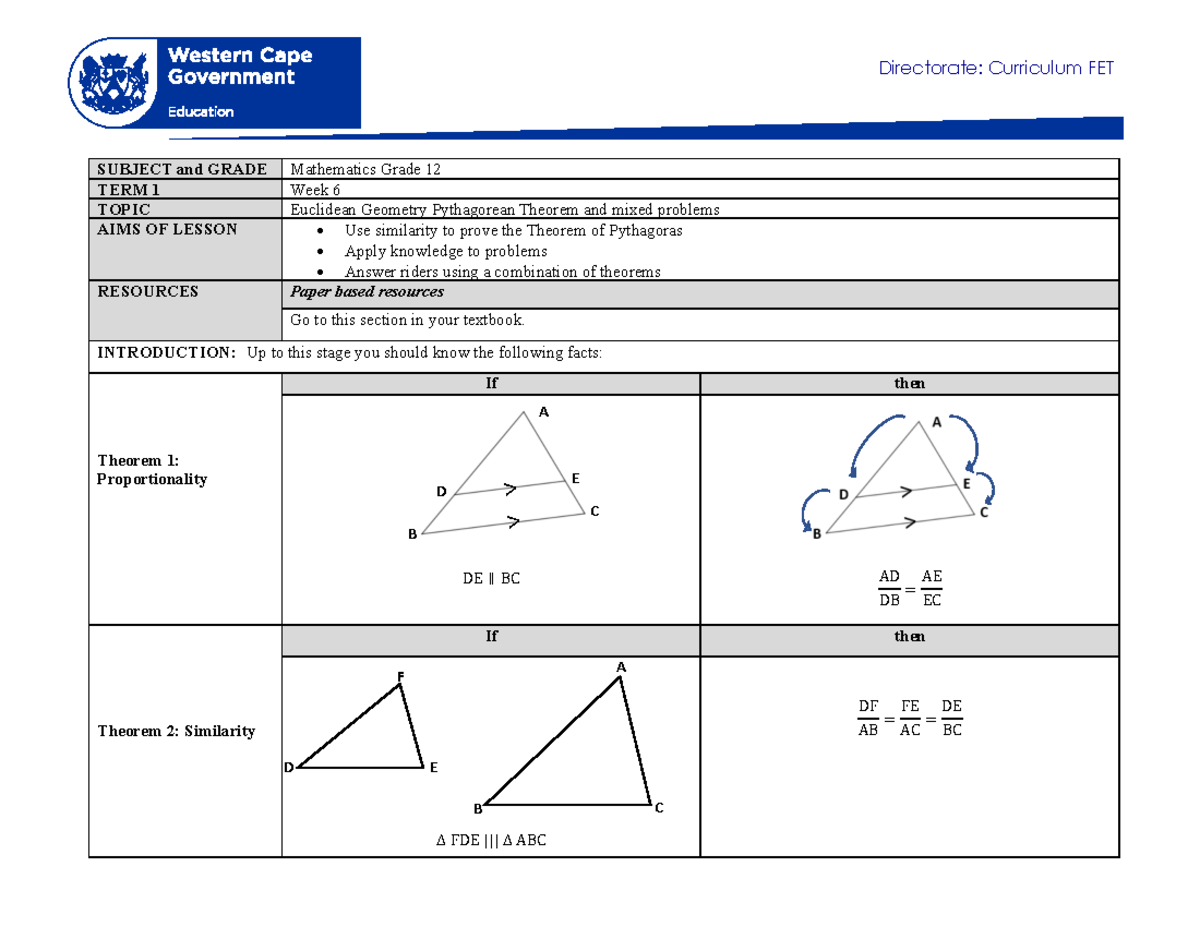 Mathematics Grade 12 Term 1 Week 6 2021 - Directorate: Curriculum FET ...
