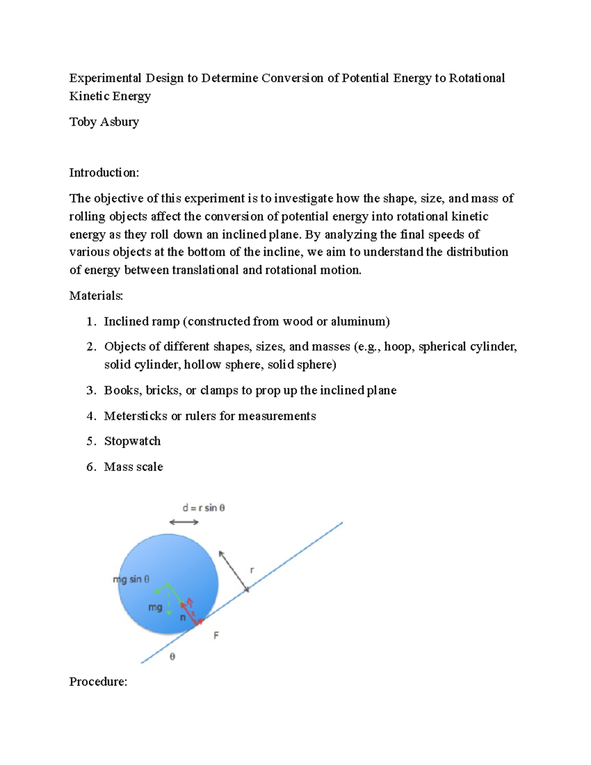7.03 Application Rotational Kinetic Energy Laboratory - Experimental ...