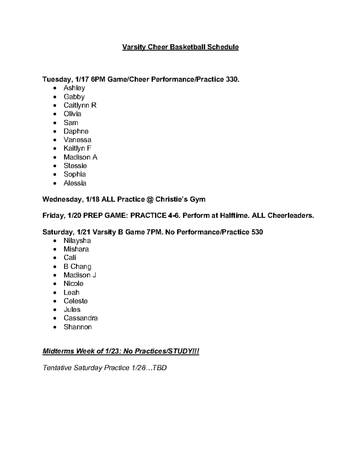 Varsity Cheer Basketball Schedule - Varsity Cheer Basketball Schedule ...