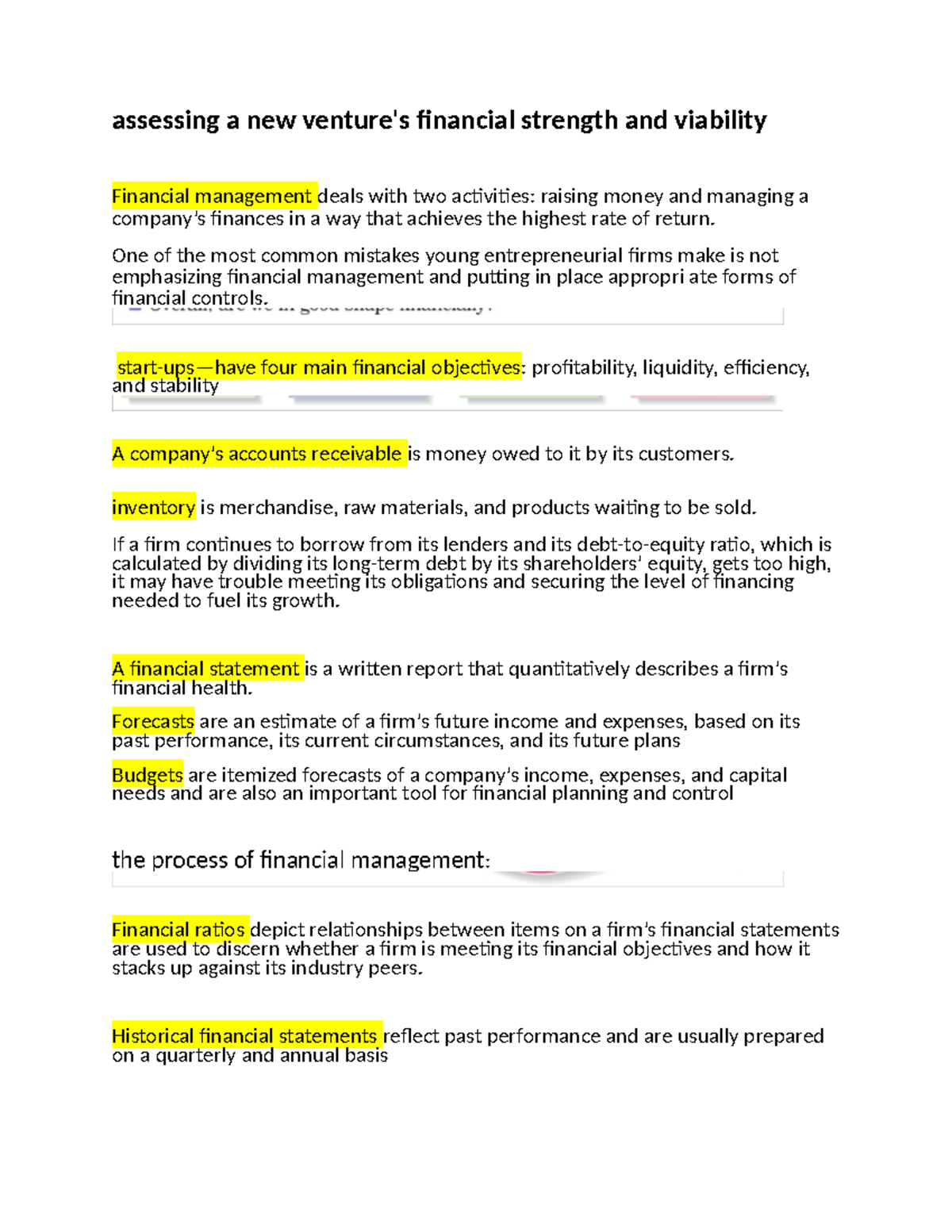 FEB-CHAP-8 - notes - assessing a new venture's financial strength and ...
