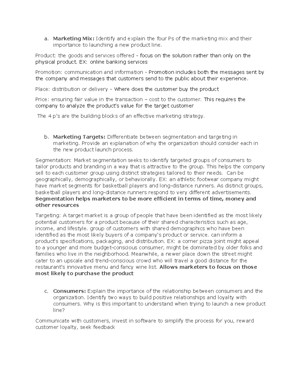 GBS151 Buisness Email Assignment - a. Marketing Mix: Identify and ...