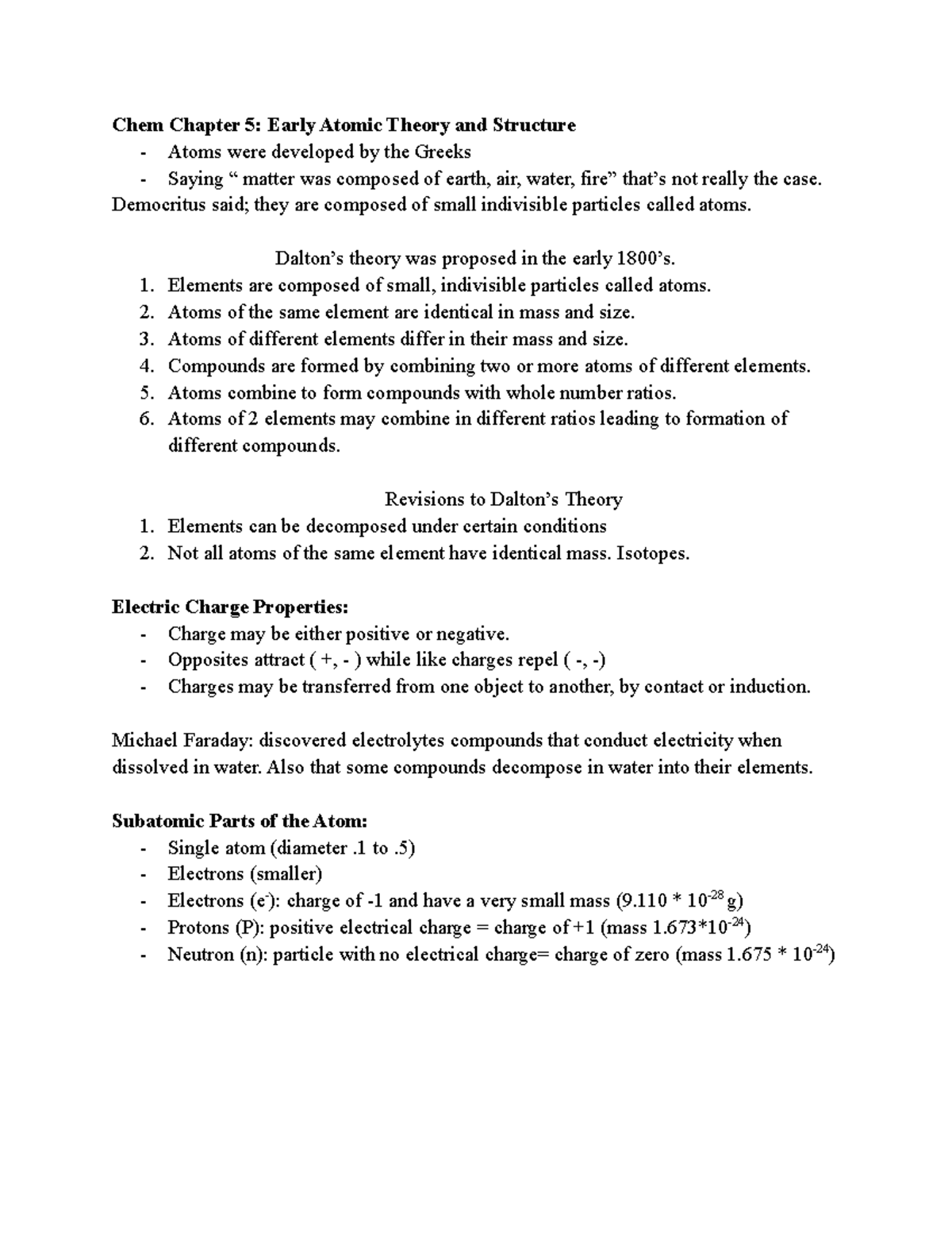 Chem Chapter 5 Early Atomic Theory and Structure - Democritus said ...