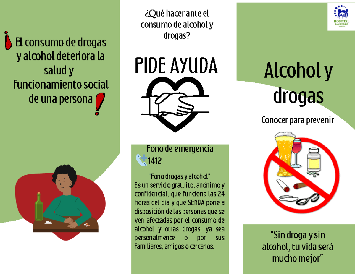 Tríptico Alcohol y drogas (1) - El consumo de drogas y alcohol deteriora la salud y ...