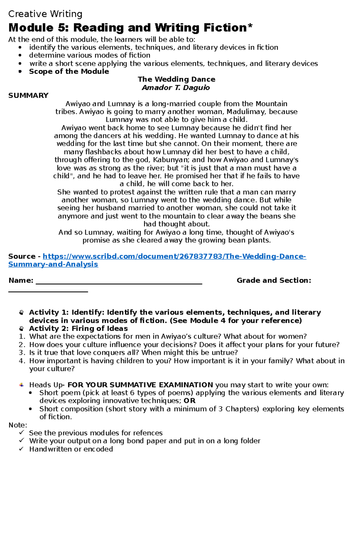 5th-Week-CW - FOR EDUCATION PURPOSES - Creative Writing Module 5 ...