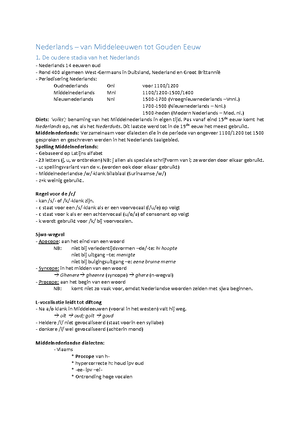 Samenvatting Nederlands, van Middeleeuwen tot Gouden Eeuw Compleet ...