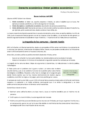Derecho Económico 2 Orden Público Económico - Profs. Nicolás Perrone y ...