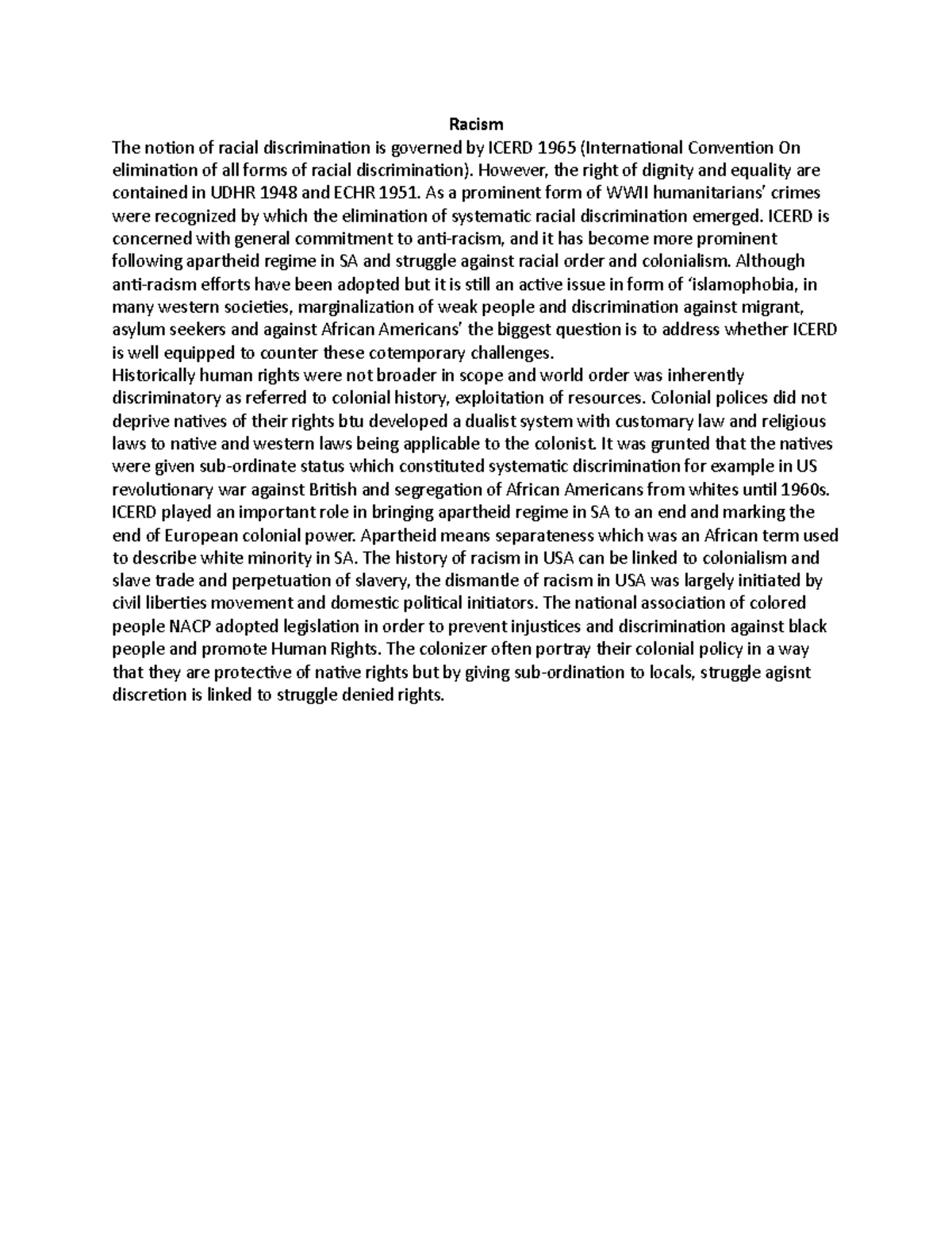 Essay on Racism and how this issue is being tackled - Racism The notion ...