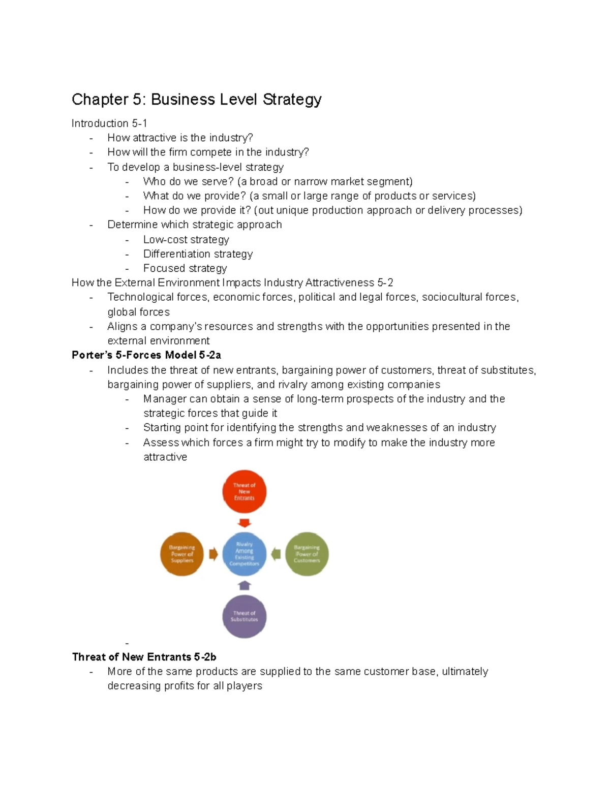 MGMT 310 Chapter 5 - Chapter 5: Business Level Strategy Introduction 5 ...
