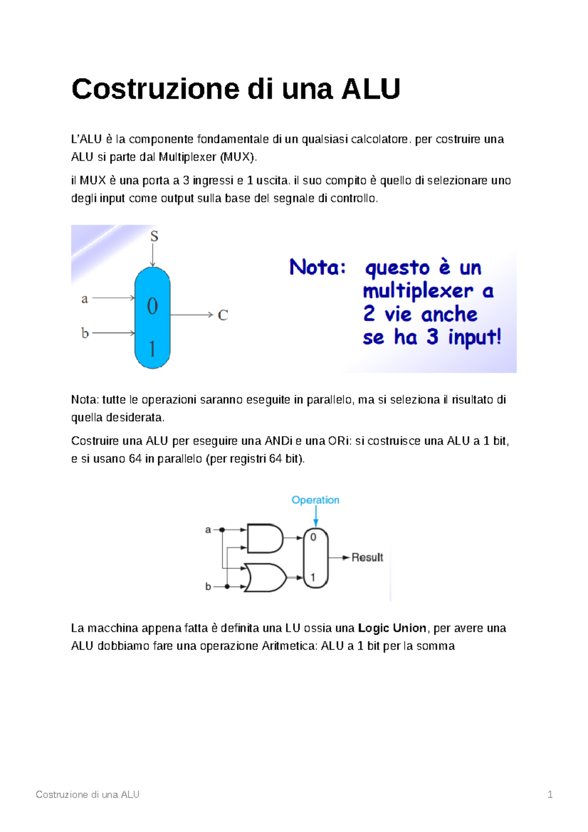 Costruzione di una ALU - Come si costruisce una ALU, e come vengono ...