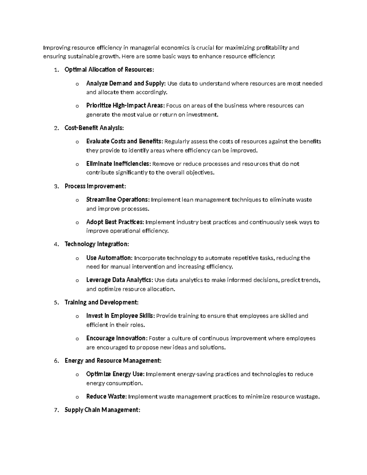 Improving resource efficiency in managerial economics is crucial for ...