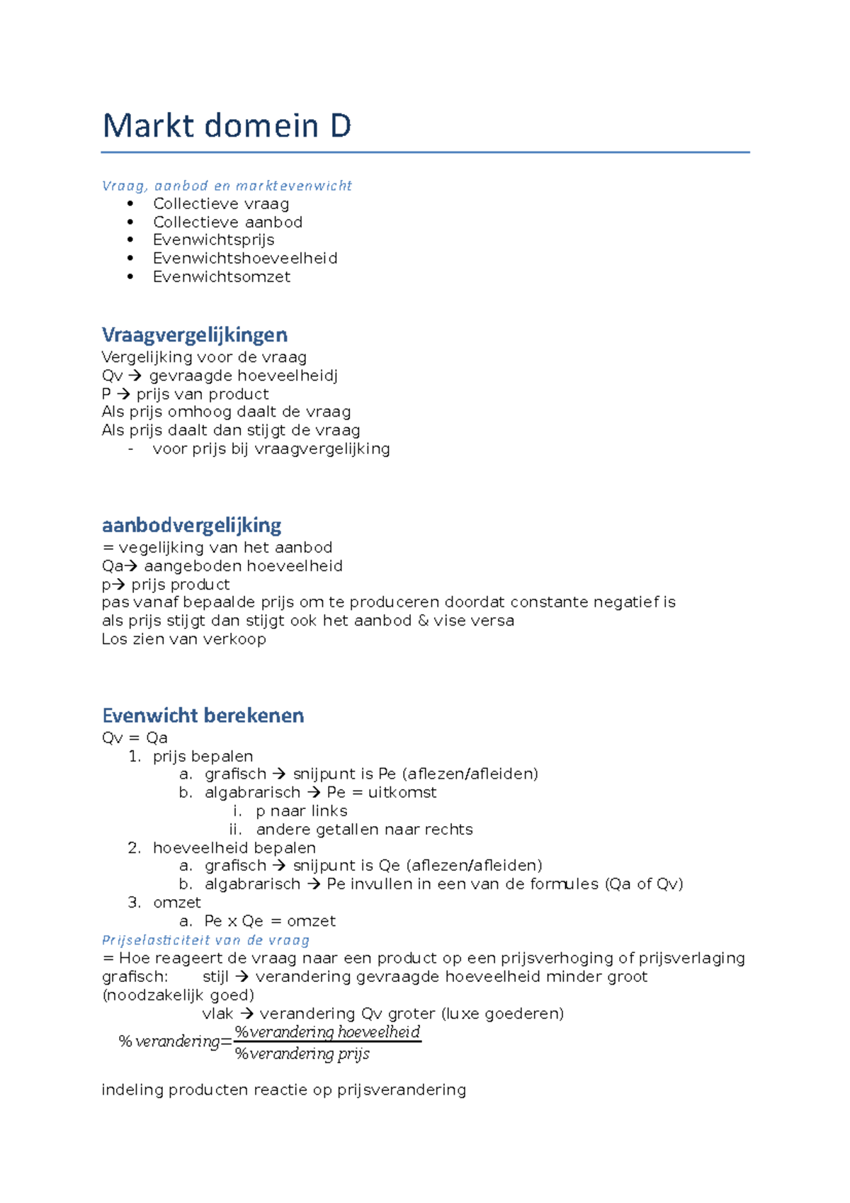Eco 5vwo aant. markt economy academie domein D - Markt domein D Vraag ...