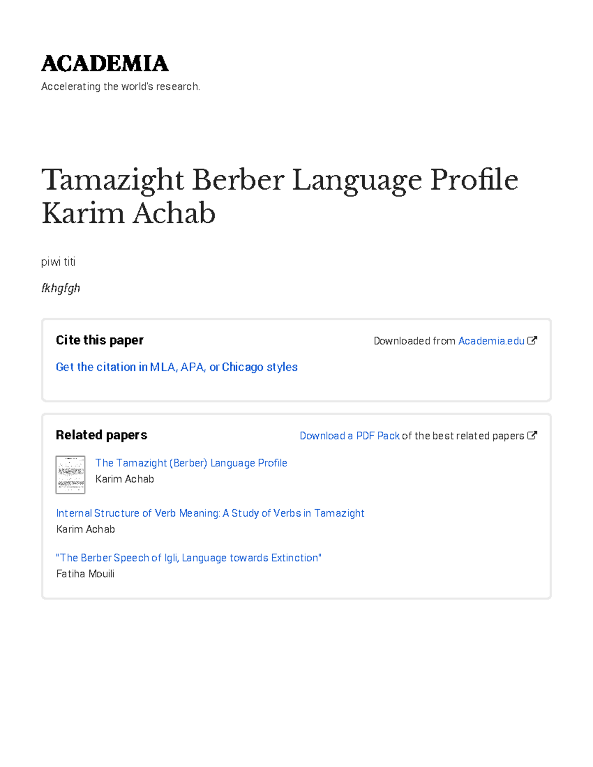 Tamazight Berber Language Profile Karim Achab with cover page v2 ...