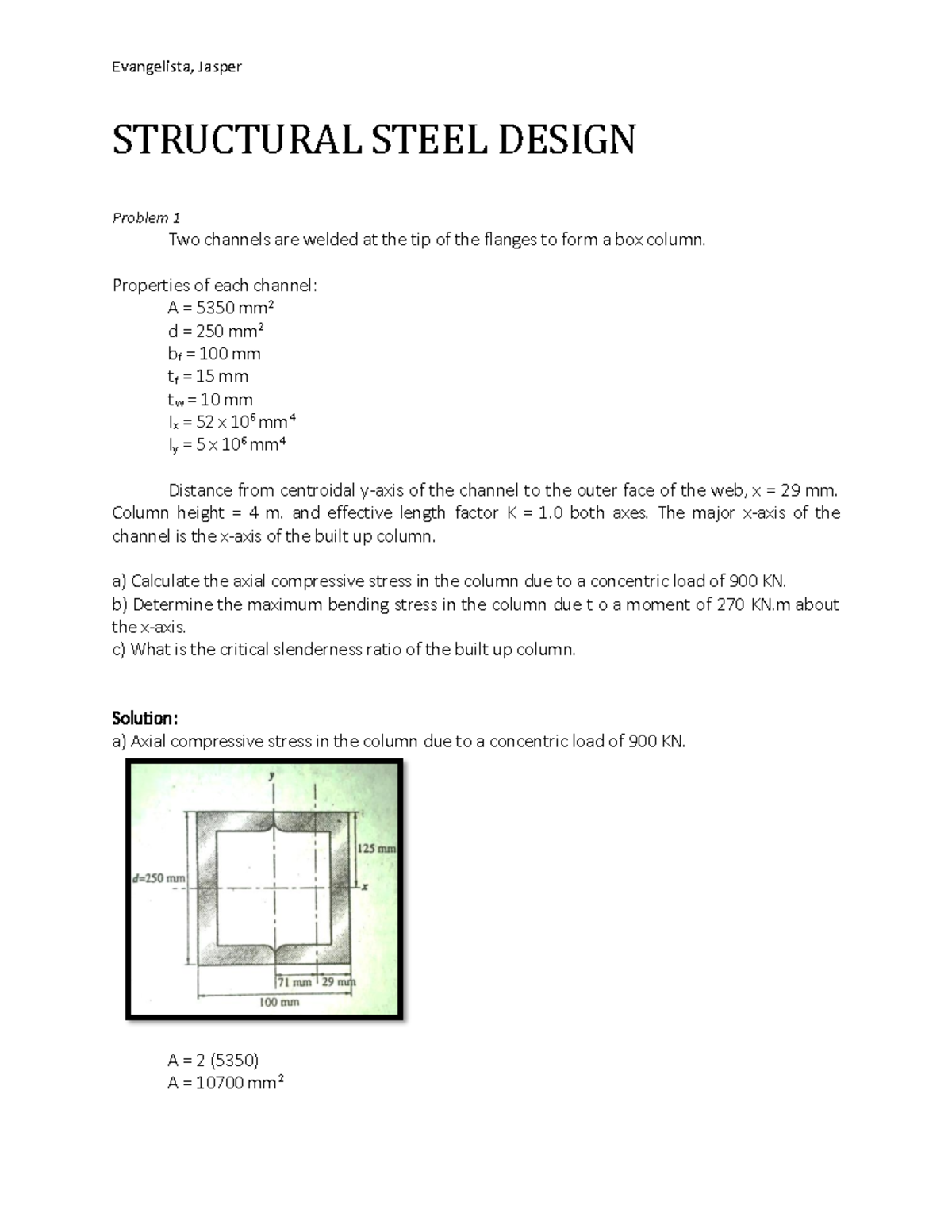 Toaz - dfsdg - STRUCTURAL STEEL DESIGN Problem 1 Two channels are ...
