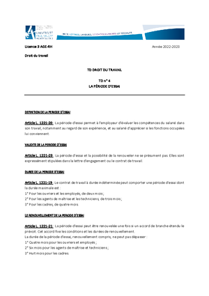 Cours 3 droit du travail - DROIT DU TRAVAIL LA RELATION INDIVIDUELLE DE TRAVAIL PARTIE 1 L ...