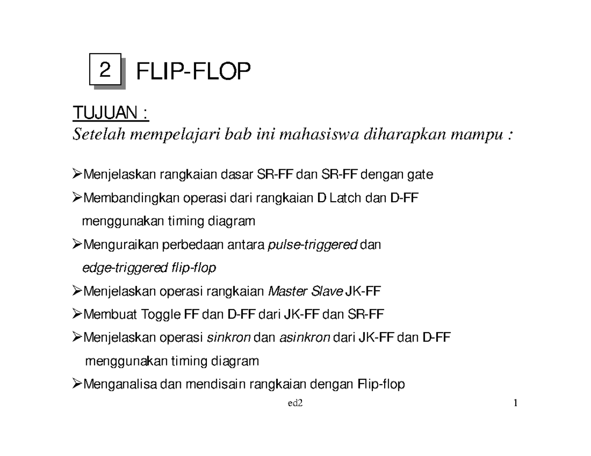 11. Flip Flop - DISCRETE MATHEMATICS LECTURE NOTES : FLIP-FLOP - 2 FLIP ...