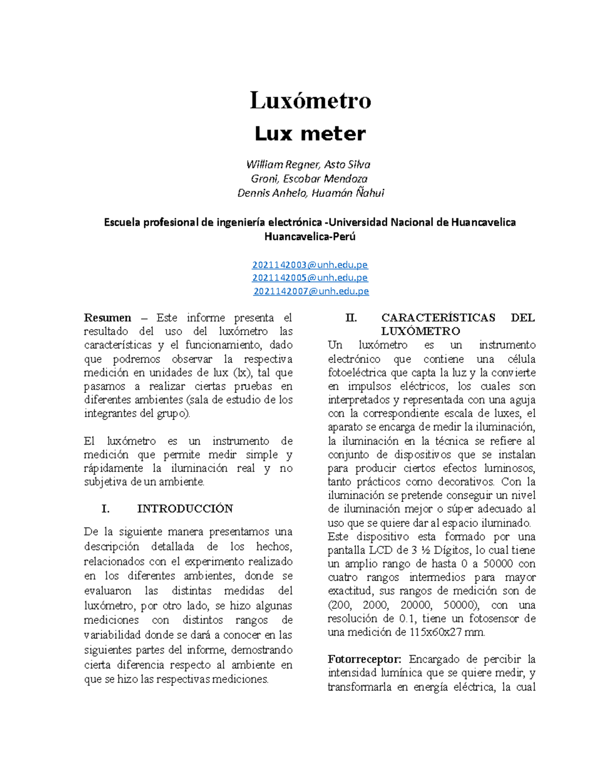 Luxómetro - informe good - Luxómetro Lux meter William Regner, Asto ...
