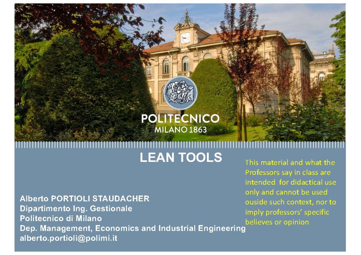 04.0 Lean Tools - Alberto portioli - Titolo presentazione sottotitolo ...