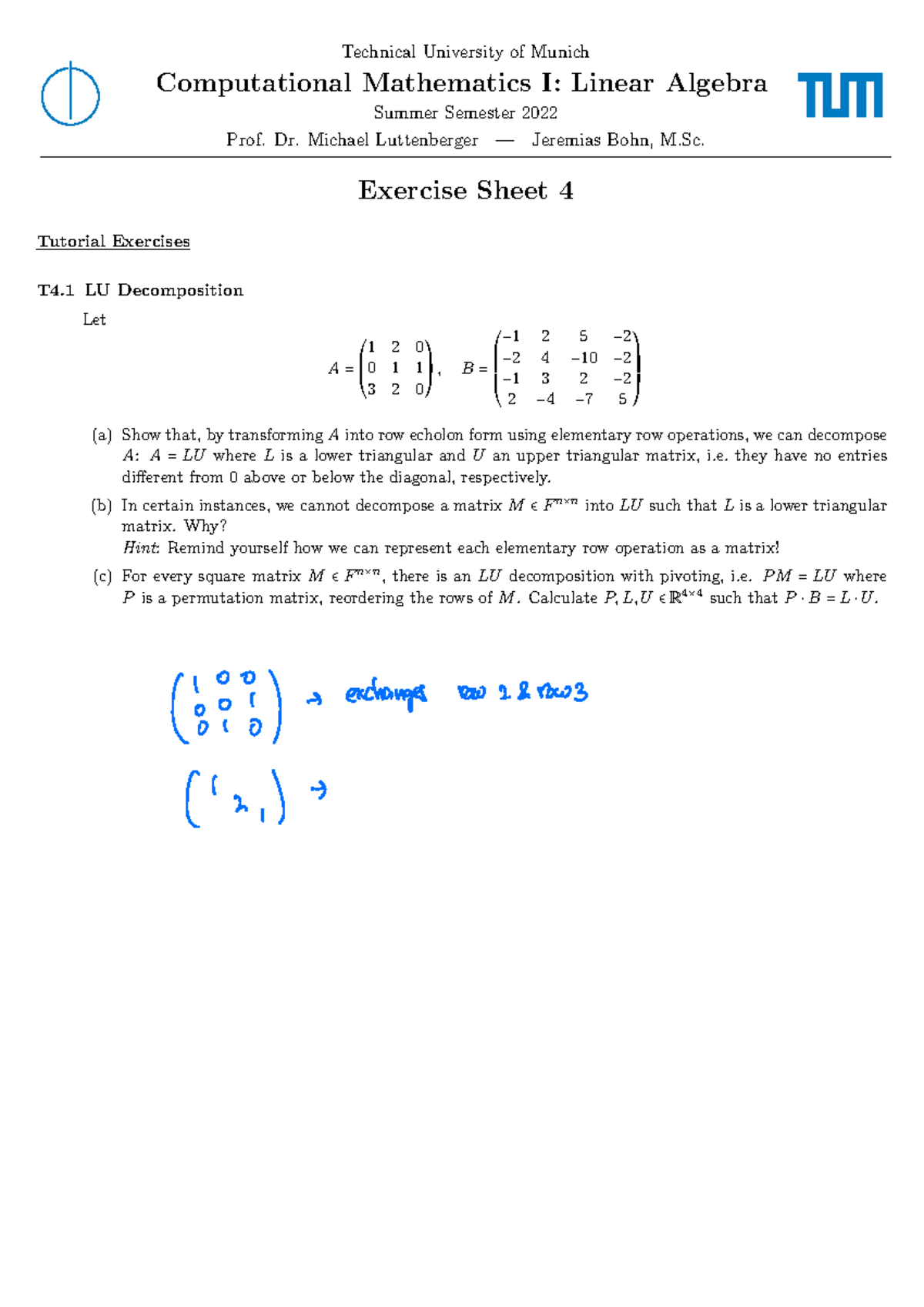 Exercise sheet 04 - summer 2022 - Technical University of Munich ...