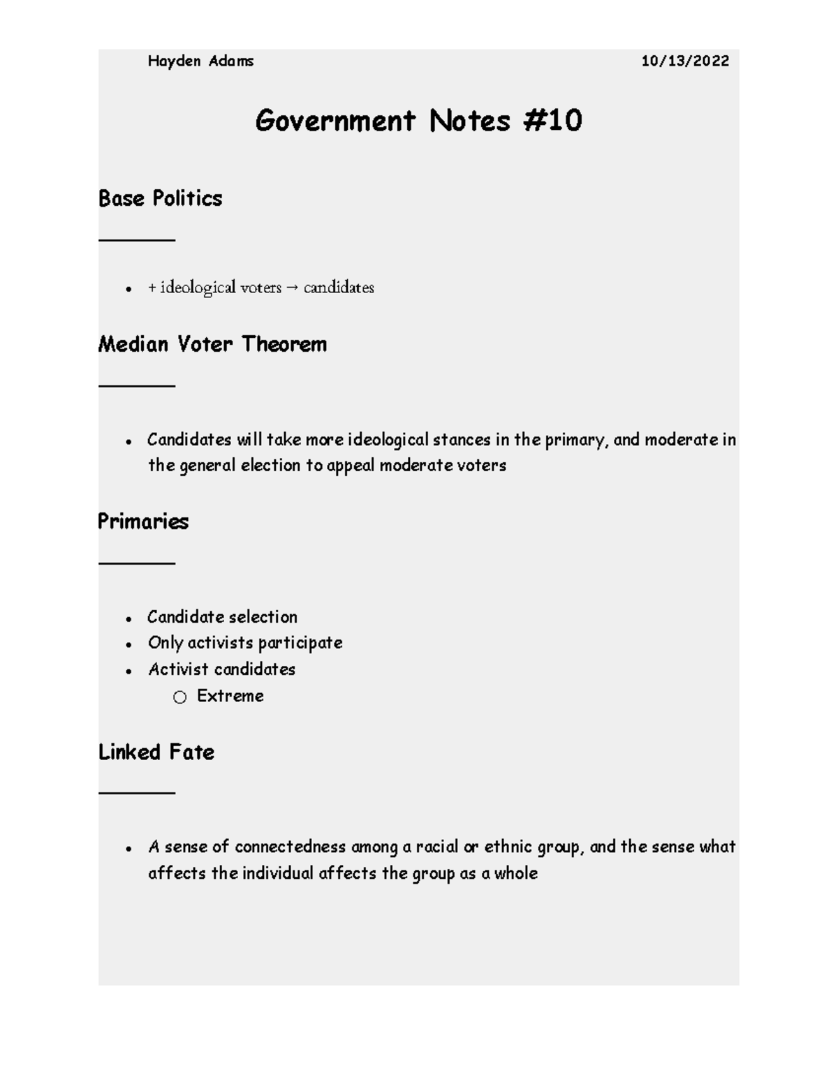 Government Notes #10 - Hayden Adams 10/13/ Government Notes Base ...