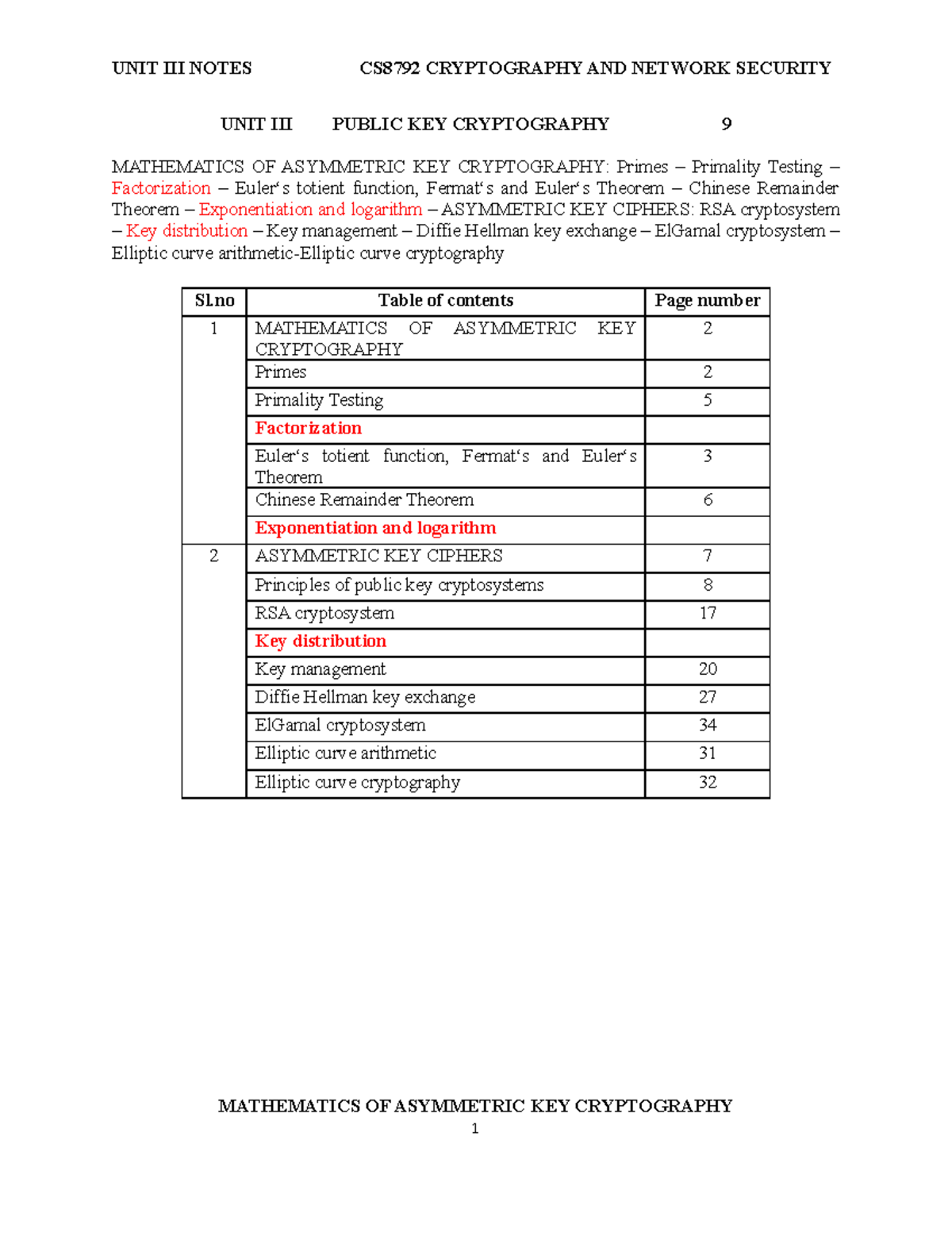 UNIT III CNS reg 2017 - Lecture notes 3 unit - UNIT III PUBLIC KEY ...