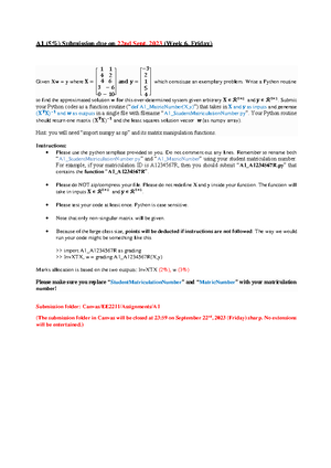 EE2211 Practice Final - NATIONAL UNIVERSITY OF SINGAPORE EE2211 - Introduction to Machine ...