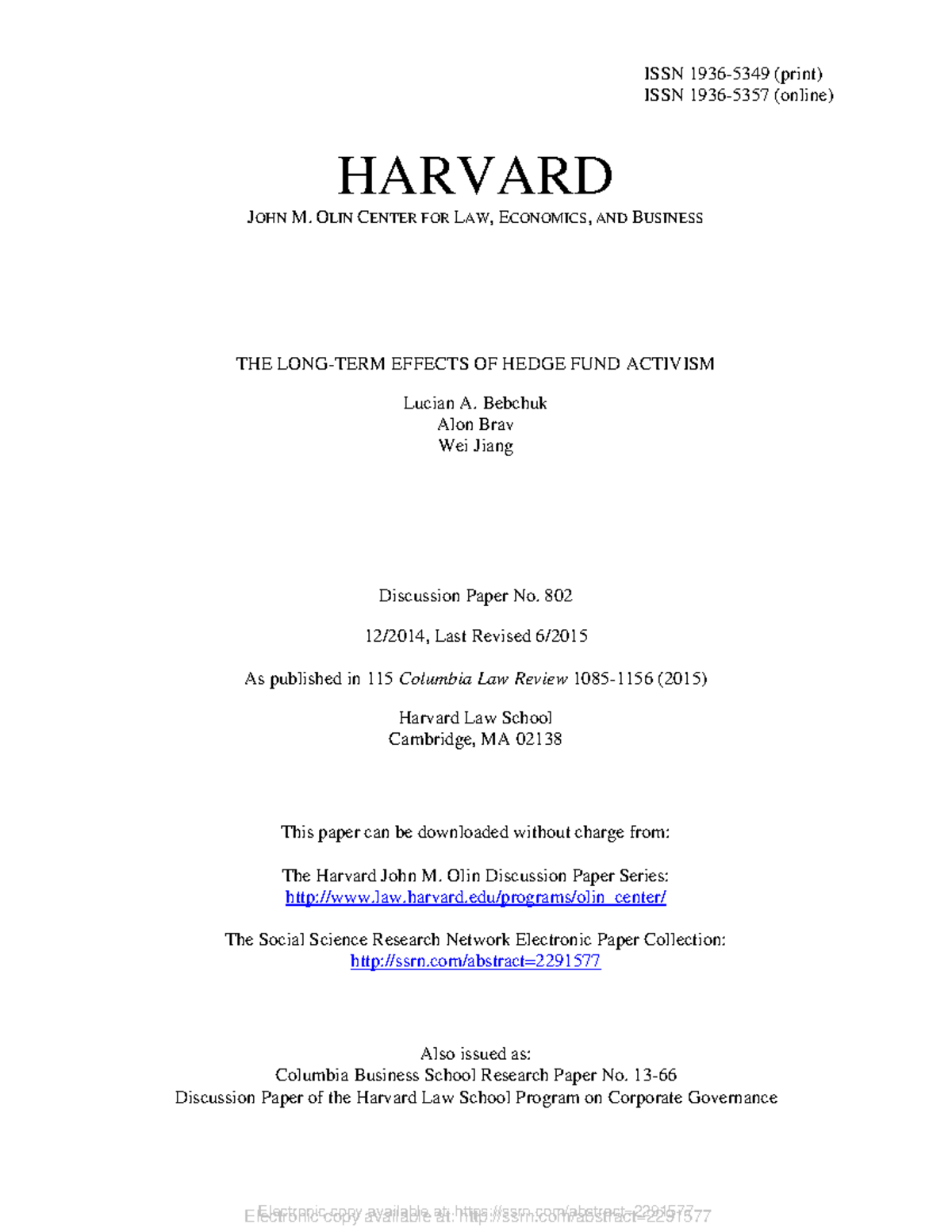 SSRN-id2291577 - Electronic copy available at: ssrn/abstract= ISSN 1936 ...