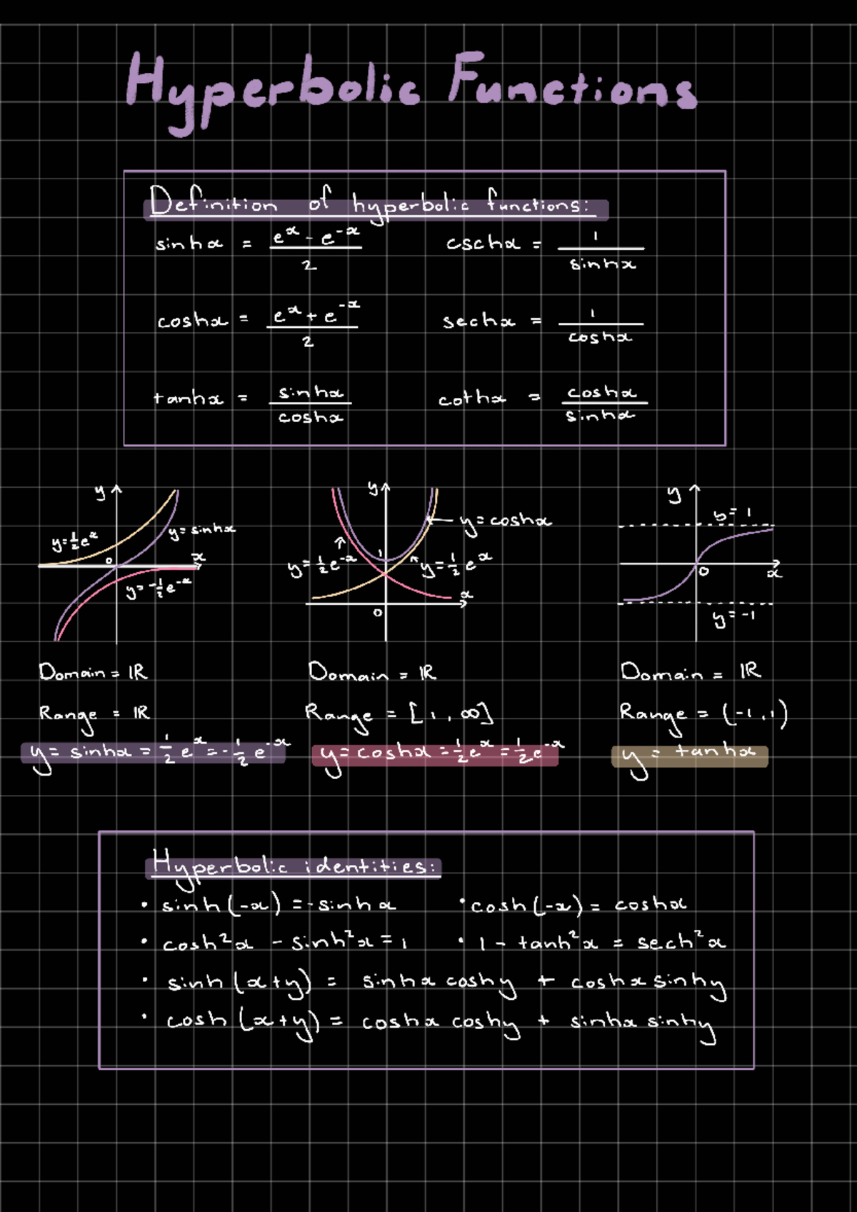 Week 2 Hyperbolic functions - 144 - Studocu