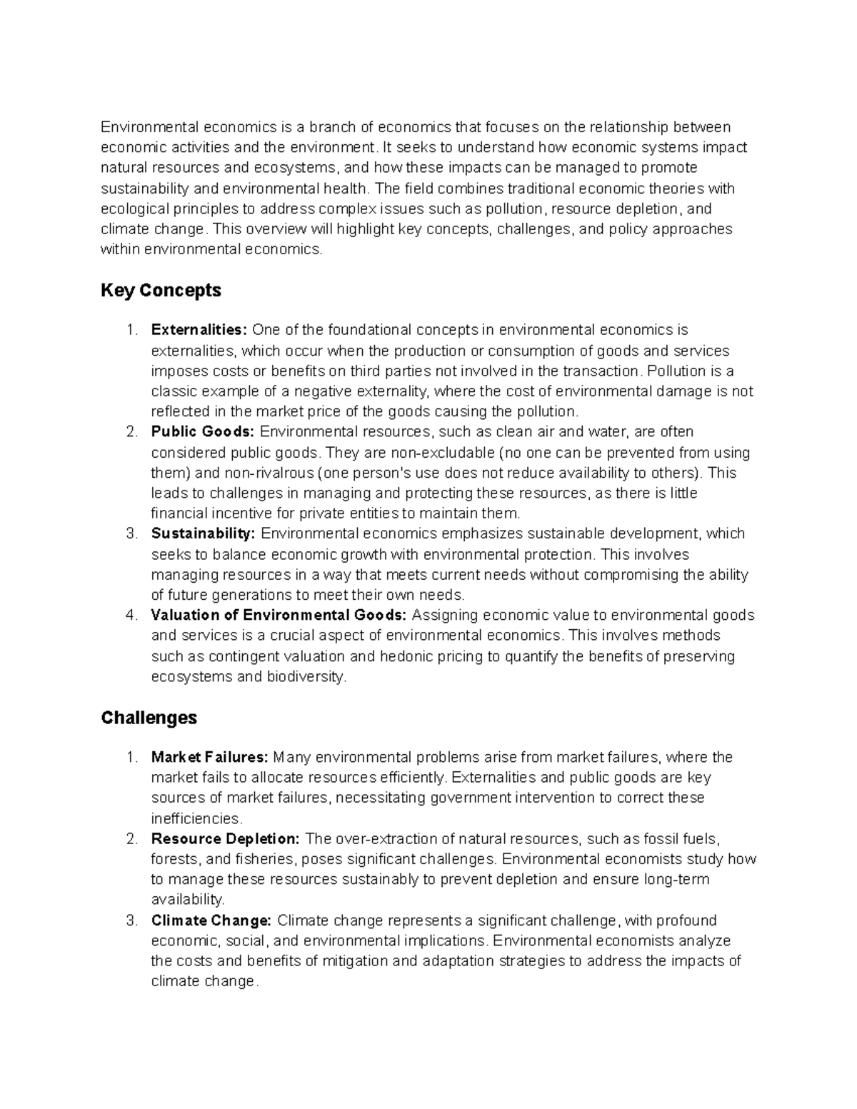 Environmental economics overview - Environmental economics is a branch ...
