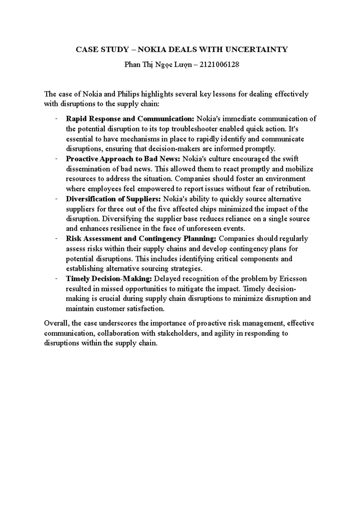 LOG- Ptnluon-Nokia deals with uncertainty - CASE STUDY – NOKIA DEALS ...