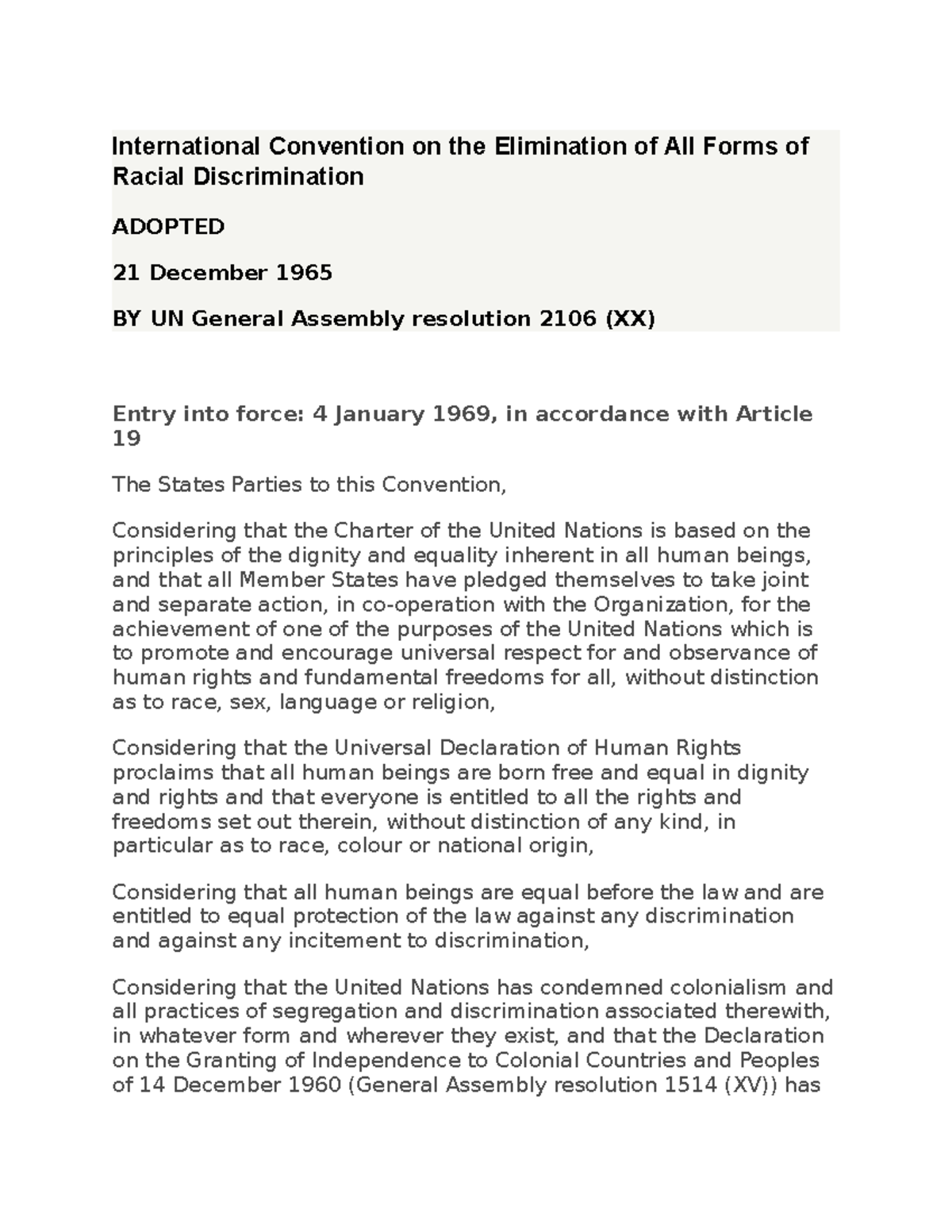 Week 4 - Human Rights - HRL - International Convention on the ...