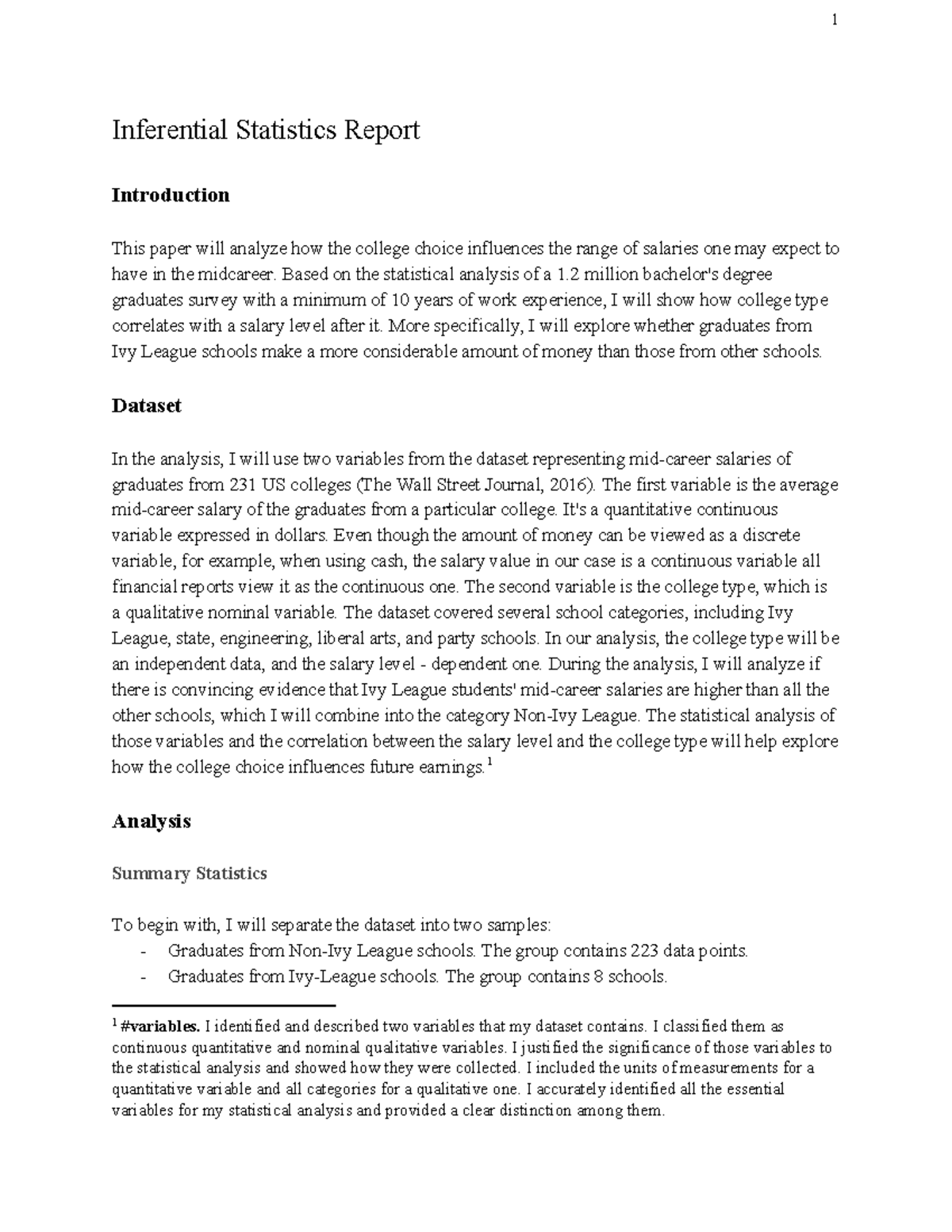 CS50 - Inferential Statistics Report - Inferential Statistics Report ...