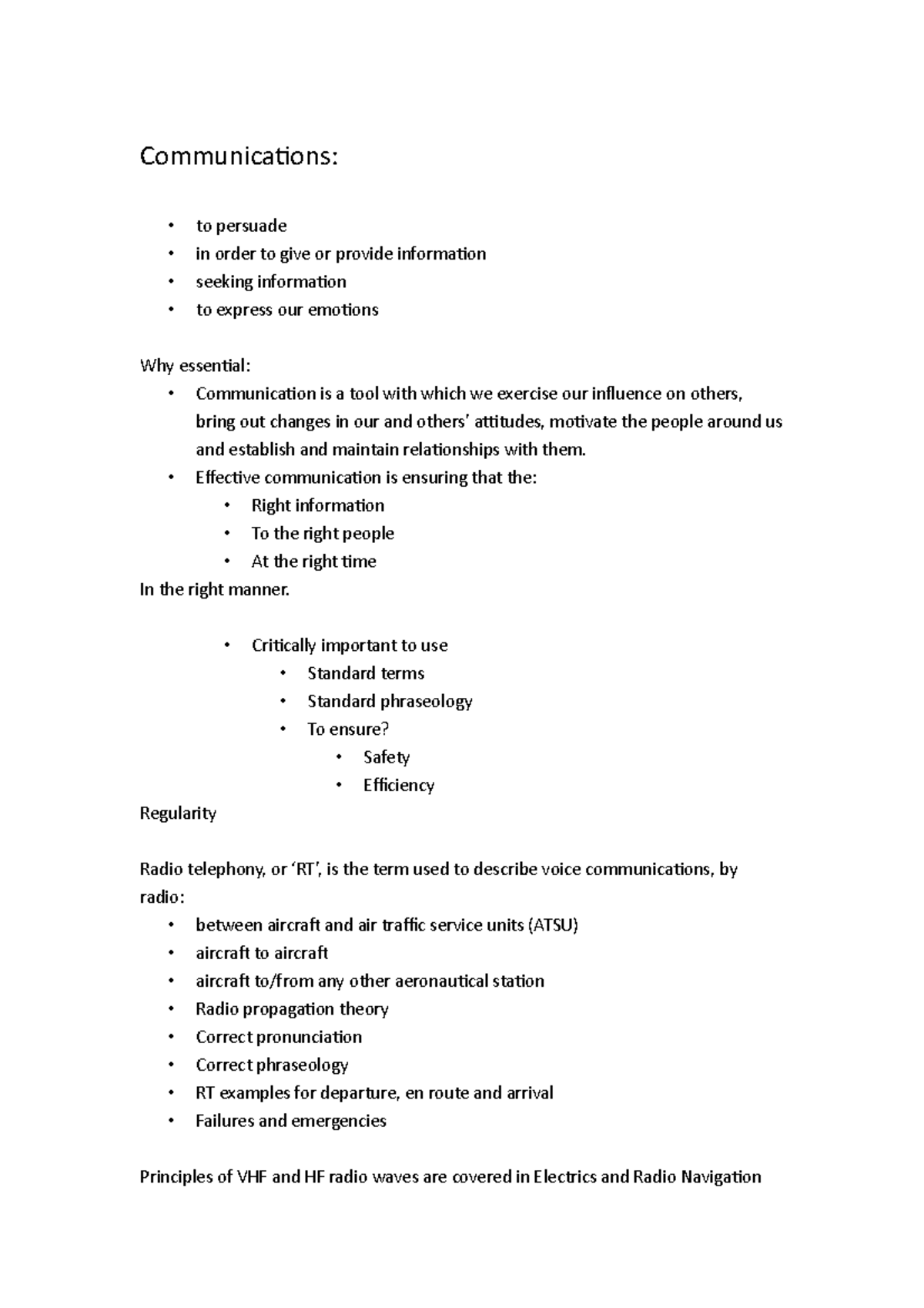 Communications - Notes for subject - Communications: to persuade in ...