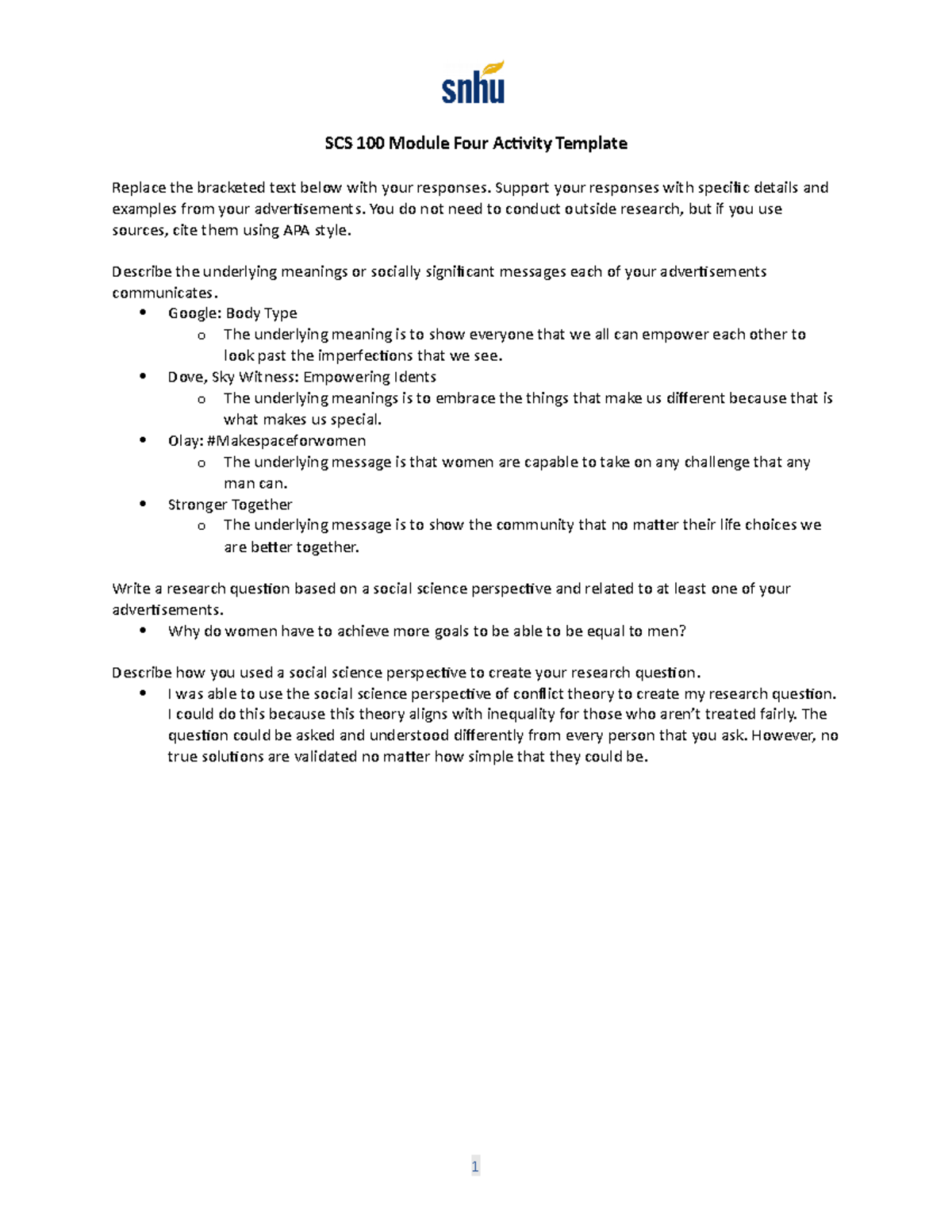 SCS 100 Module Four Activity Template - SCS 100 Module Four Activity ...
