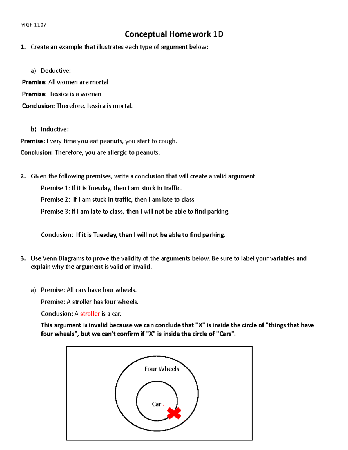 Conceptual HW 1D - Assignment work - MGF 1107 Conceptual Homework 1D 1 ...