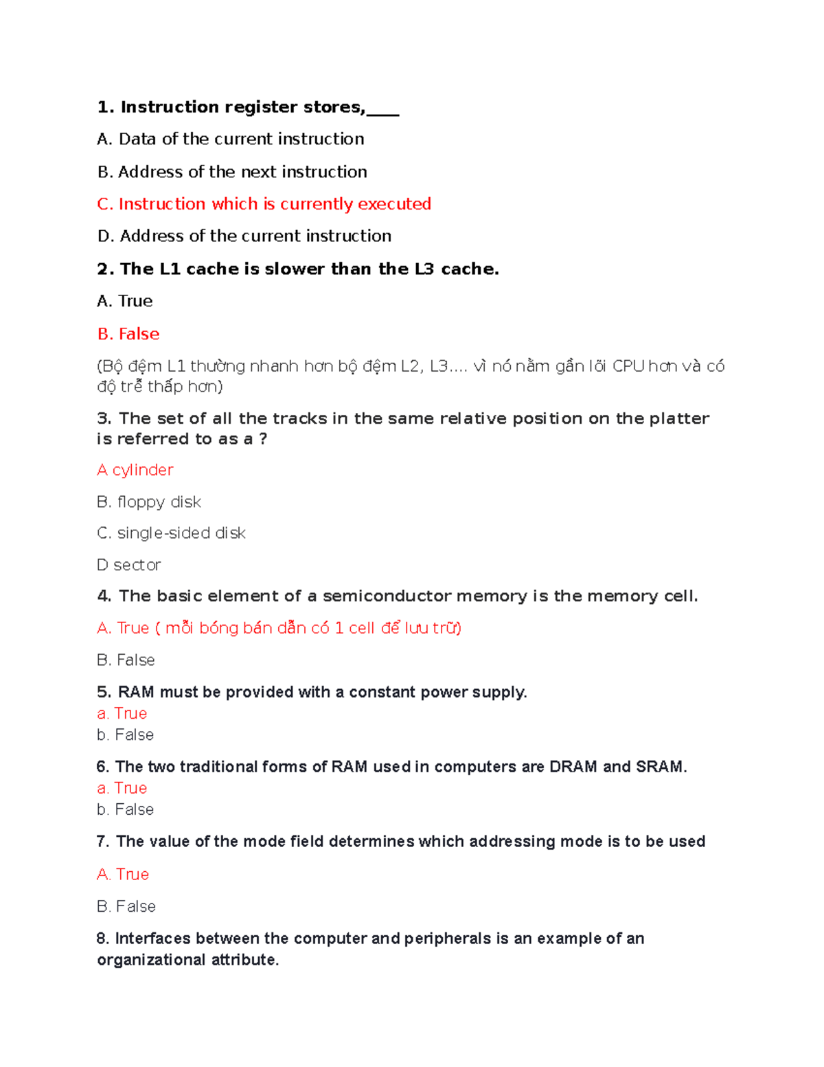CEA-part 3 - practice - Instruction register stores,____ A. Data of the ...