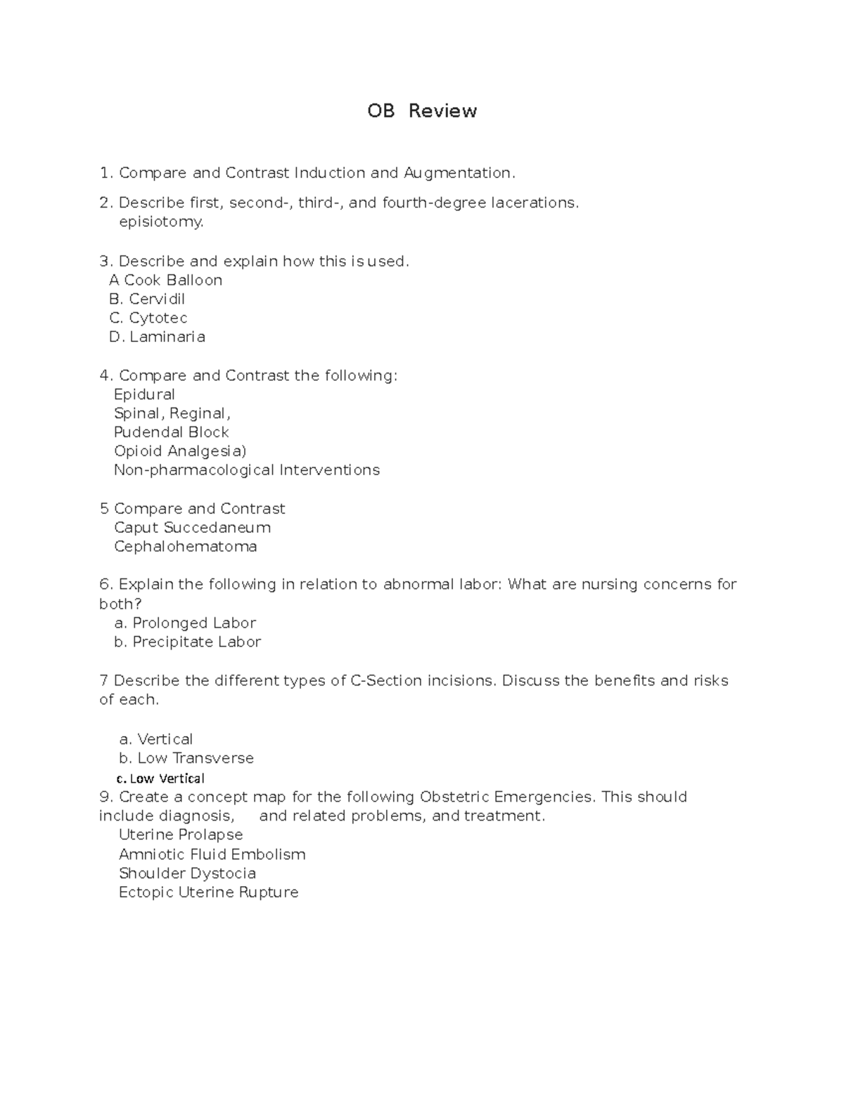 OB Review - ob lecture homework - OB Review 1. Compare and Contrast ...