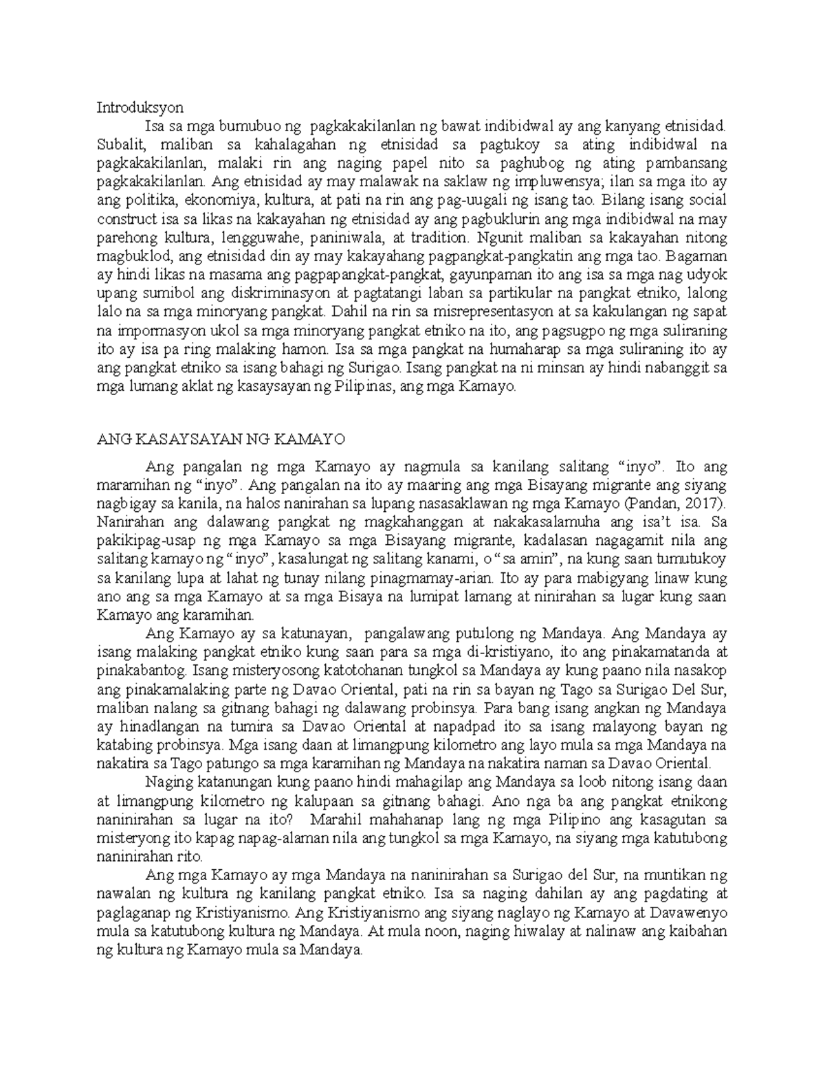 Kasaysayan: Kamayo bilang isang etnikong grupo - History - MSU Main ...
