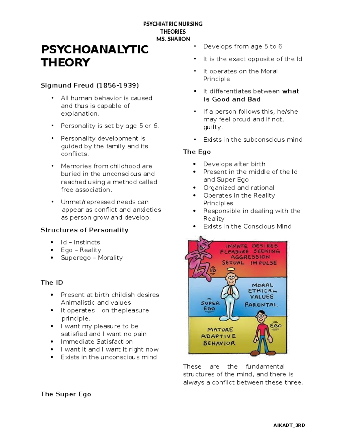 Psychoanalytic Theory Transes - THEORIES MS. SHARON PSYCHOANALYTIC ...