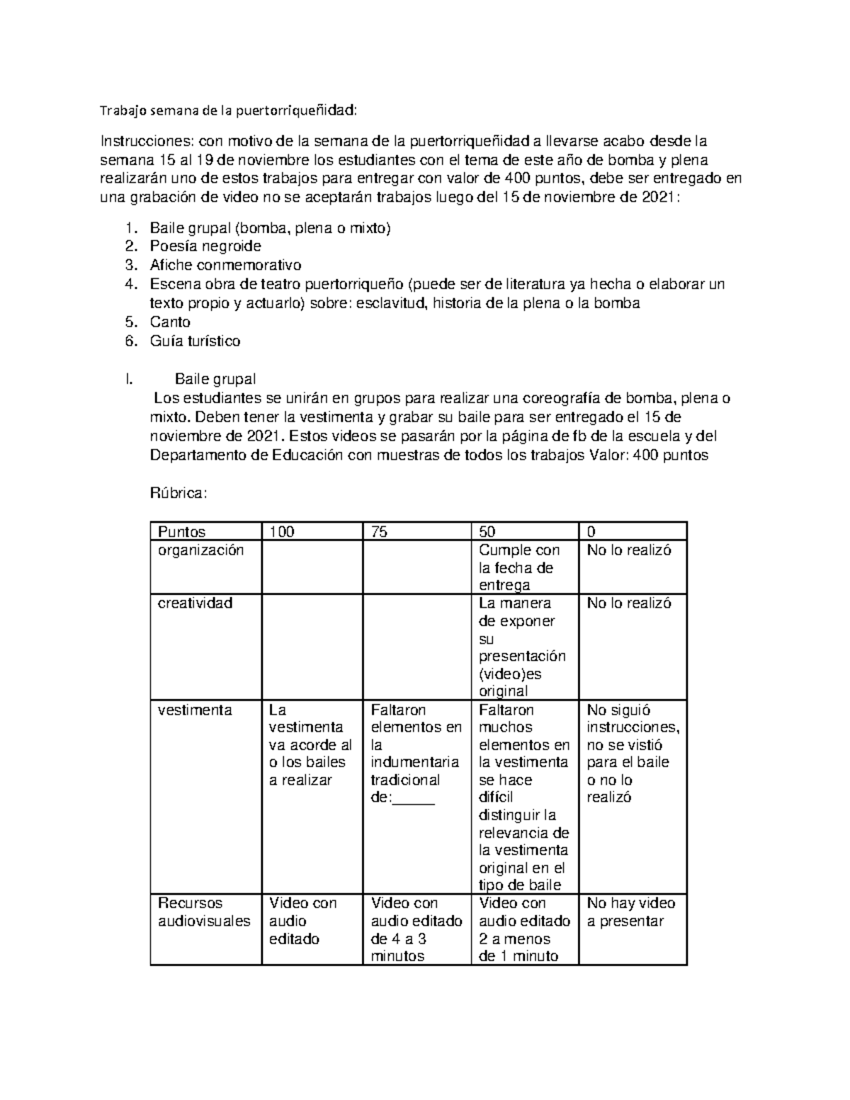 Trabajo semana de la puertorriqueñidad - Trabajo semana de la ...