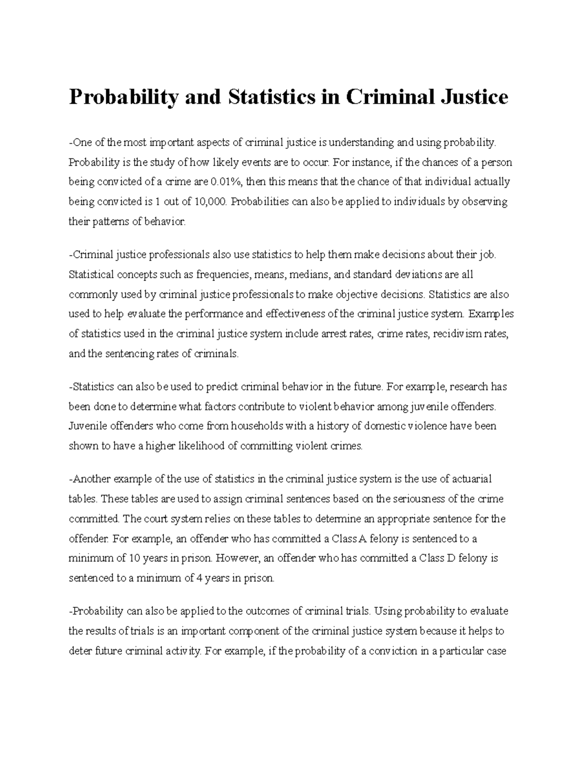 Law notes 4 1:15 - law - Probability and Statistics in Criminal Justice ...
